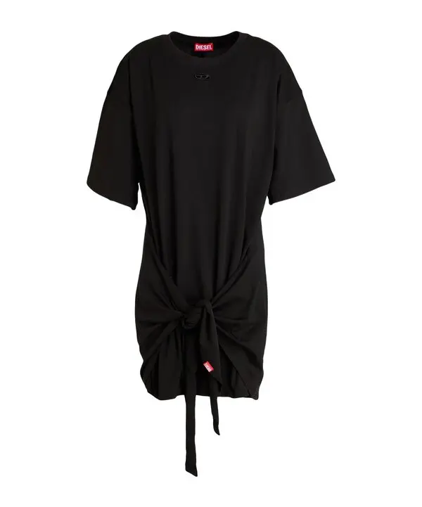 DIESEL® Oversized T-shirt Dress With Knot Detail - Black