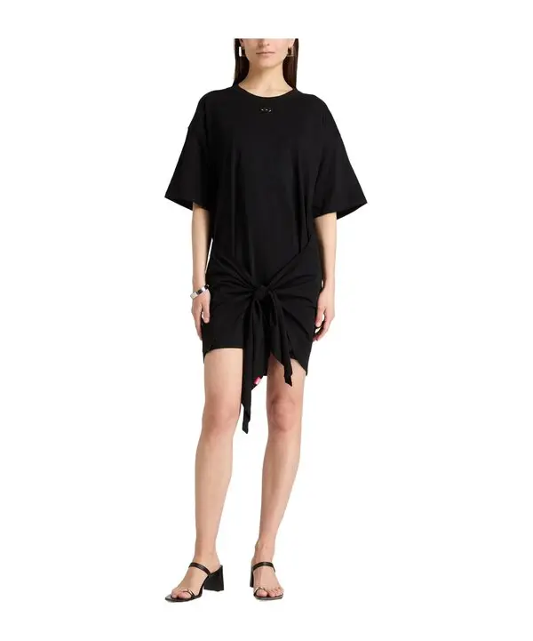 DIESEL® Oversized T-shirt Dress With Knot Detail - Black