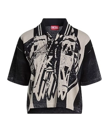 DIESEL® Multicolor Knit Short Sleeve Top - Black