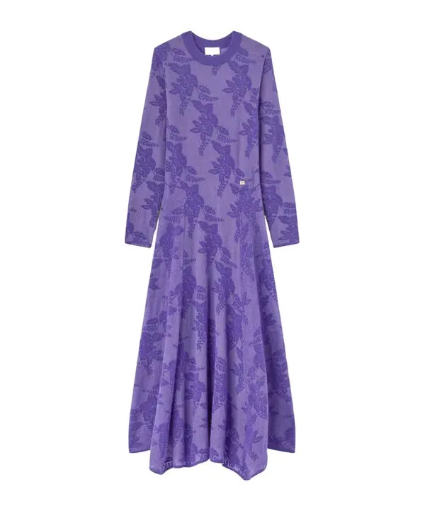 GANNI Floral Knit Midi Dress - Purple