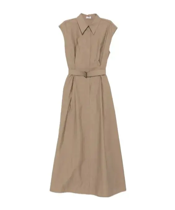 Brunello Cucinelli Belted Sleeveless Midi Dress