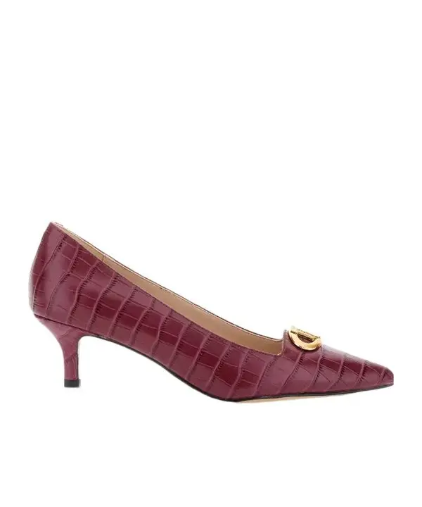 TWINSET Crocodile-effect Leather Pumps With Gold-tone Buckle - Red