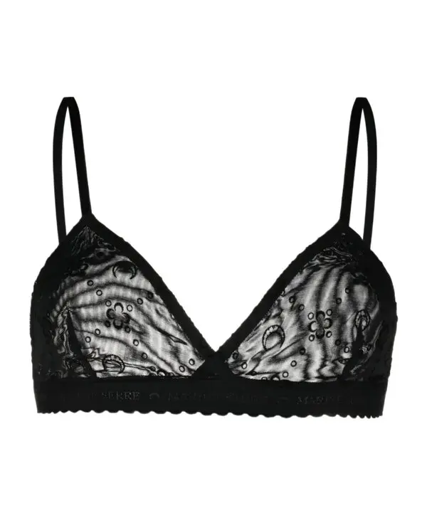 MARINE SERRE Logo Flocked Mesh Bra