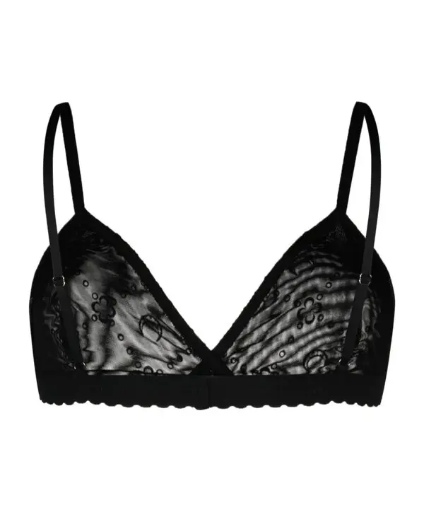 MARINE SERRE Logo Flocked Mesh Bra