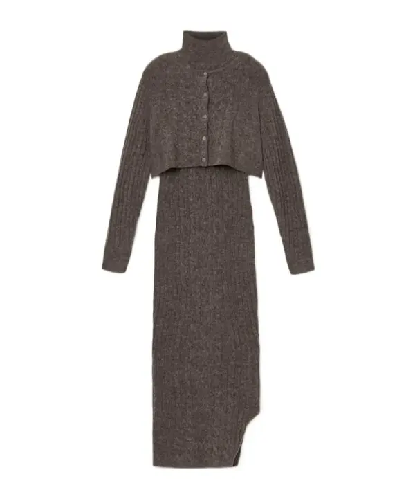 ALLSAINTS Sabine Roll-neck Cardigan And Dress Set - Fawn Brown