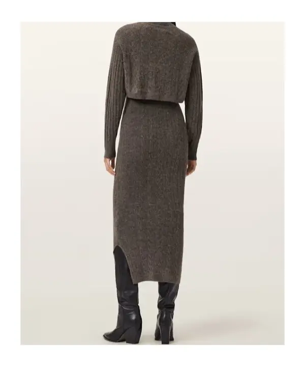 ALLSAINTS Sabine Roll-neck Cardigan And Dress Set - Fawn Brown