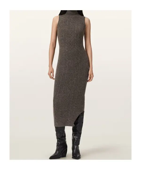 ALLSAINTS Sabine Roll-neck Cardigan And Dress Set - Fawn Brown
