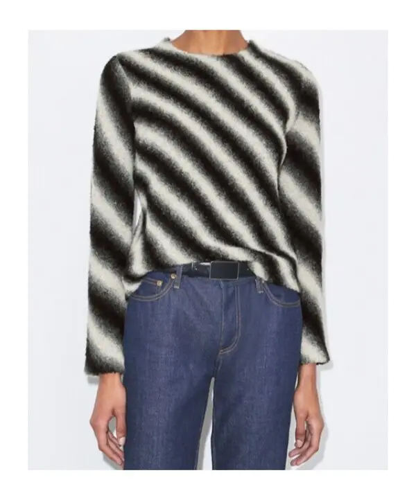 Tory Burch Striped Crew Neck Long Sleeve Sweater