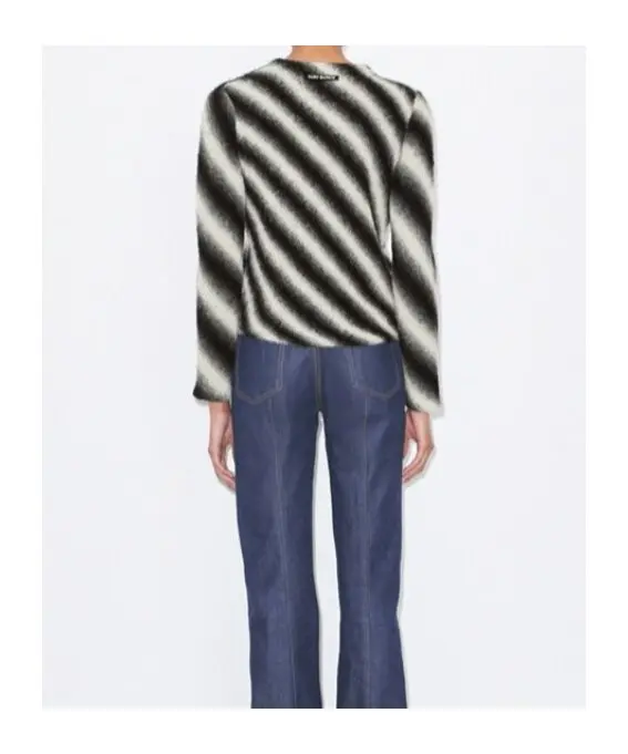 Tory Burch Striped Crew Neck Long Sleeve Sweater