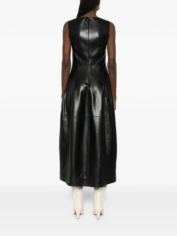 Nanushka Crew-neck Fluted-hem Midi Dress
