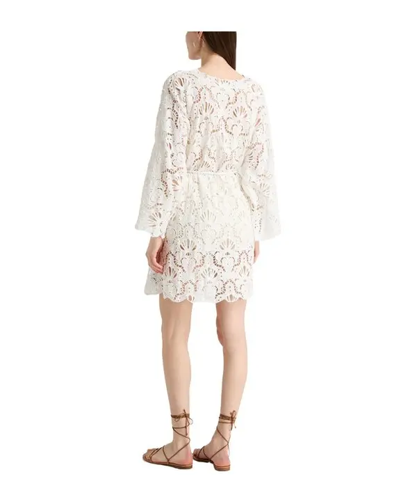 Farm Rio Lace V-neck Belted Mini Dress