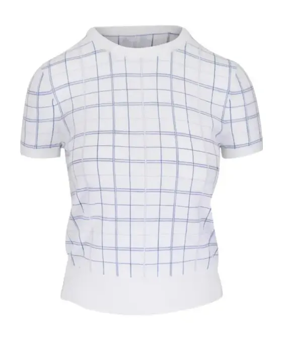Vince Check-pattern Knit Cashmere Top - White