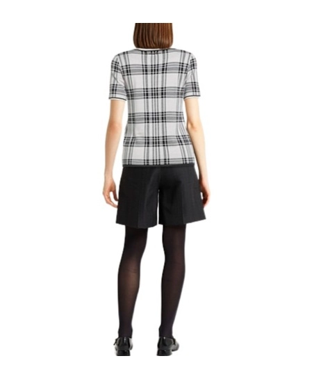 Max Mara Plaid Shortsleeve Knit Top