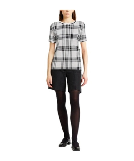 Max Mara Plaid Shortsleeve Knit Top