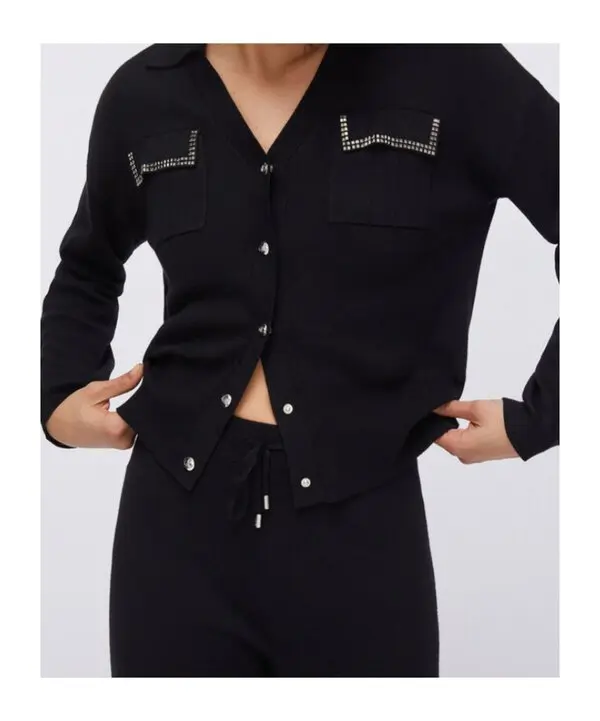Liu Jo Appliqued-pocket Cardigan - Black