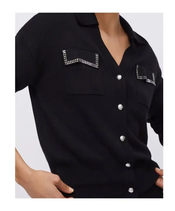 Liu Jo Appliqued-pocket Cardigan - Black