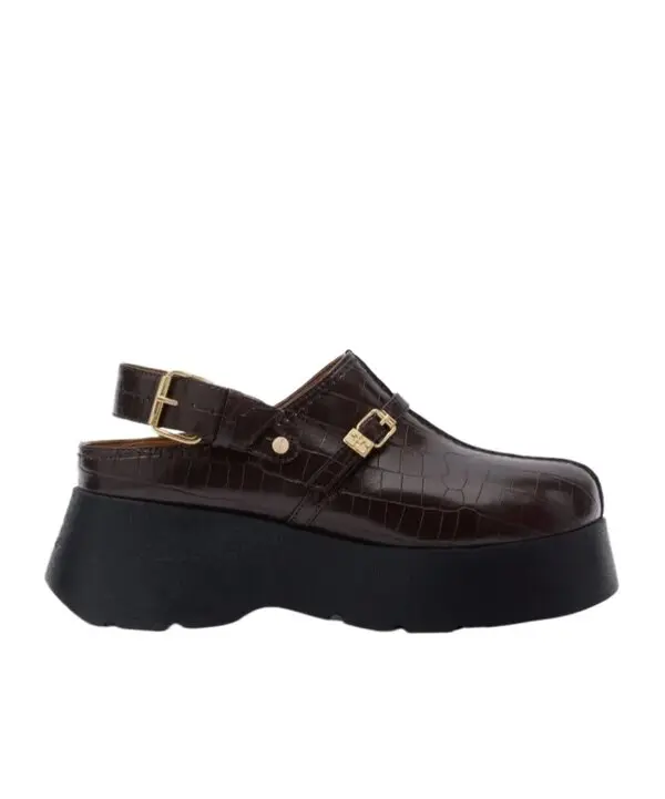 GANNI Croc Effect Buckle Pumps - Black