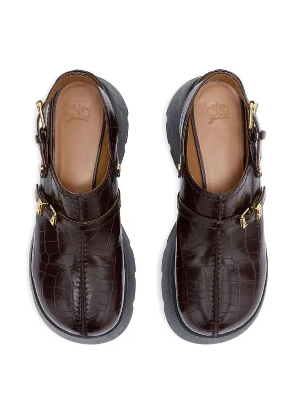 GANNI Croc Effect Buckle Pumps - Black