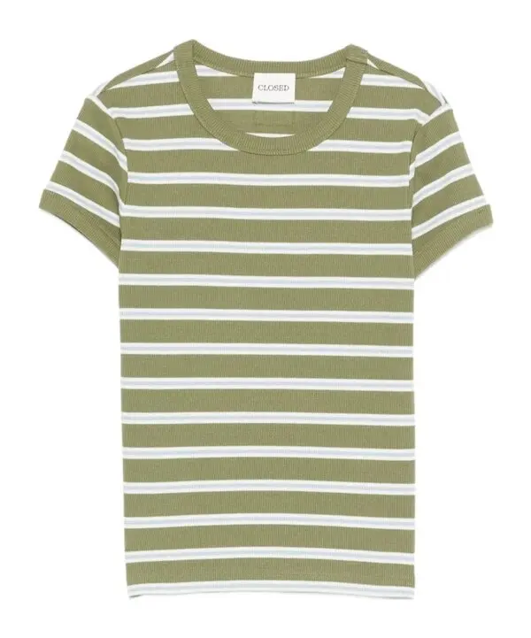 Closed Striped T-shirt With Ribbed Details