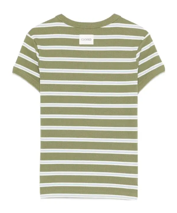 Closed Striped T-shirt With Ribbed Details