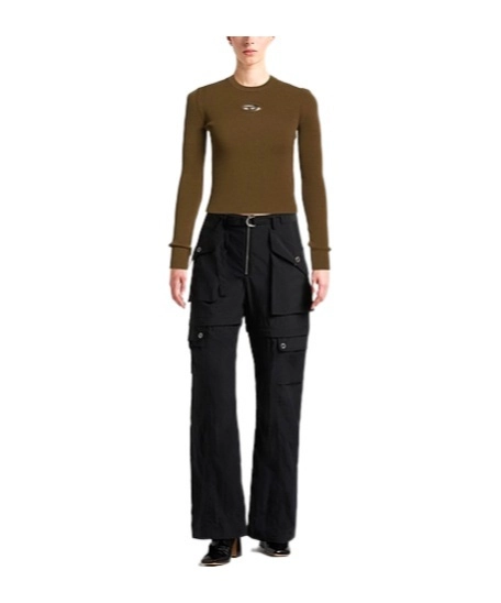 DIESEL® Ribbed Long-sleeved Crewneck T-shirt