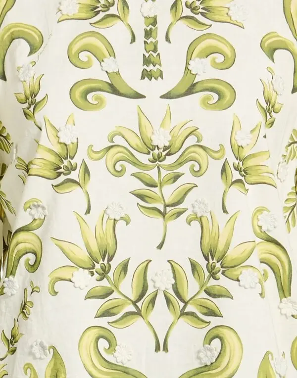 Farm Rio Floral Print Three-quarter Sleeve Top