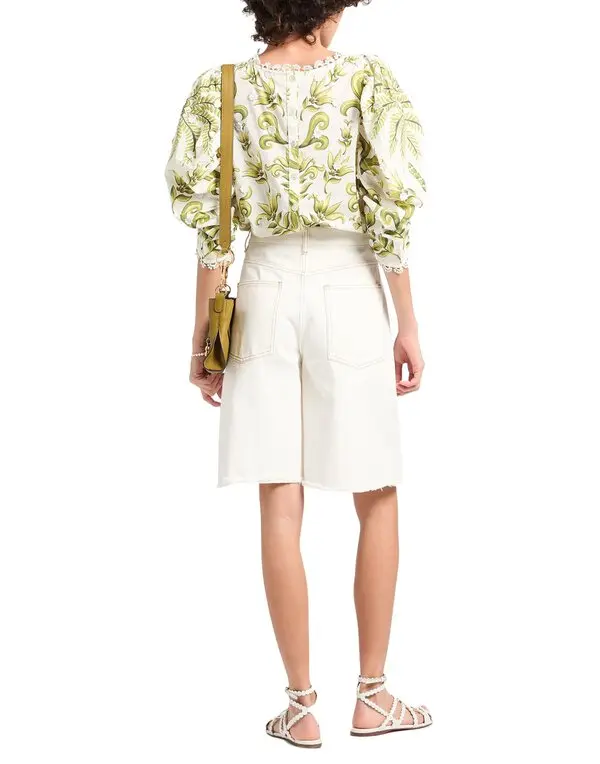 Farm Rio Floral Print Three-quarter Sleeve Top