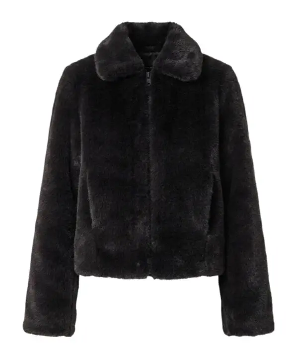 ALLSAINTS Saye Zip Collar Faux Fur Jacket - Graphite Grey