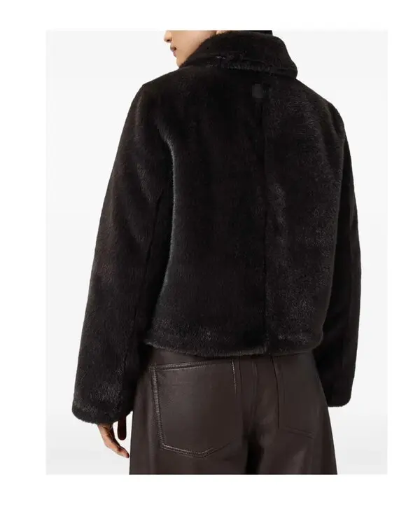 ALLSAINTS Saye Zip Collar Faux Fur Jacket - Graphite Grey