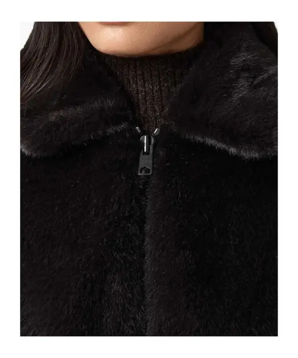 ALLSAINTS Saye Zip Collar Faux Fur Jacket - Graphite Grey