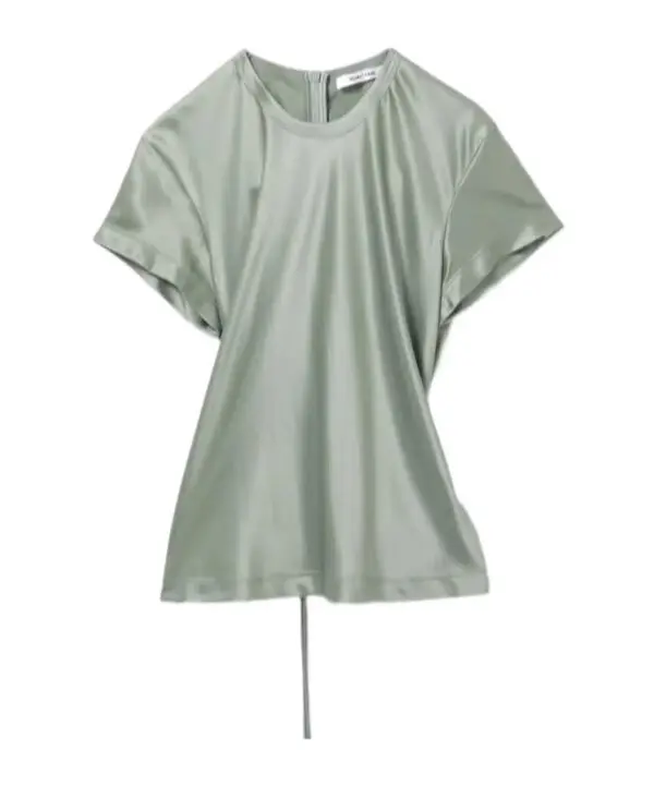 Helmut Lang Silk Crewneck Short Sleeve Blouse - Lightgrey