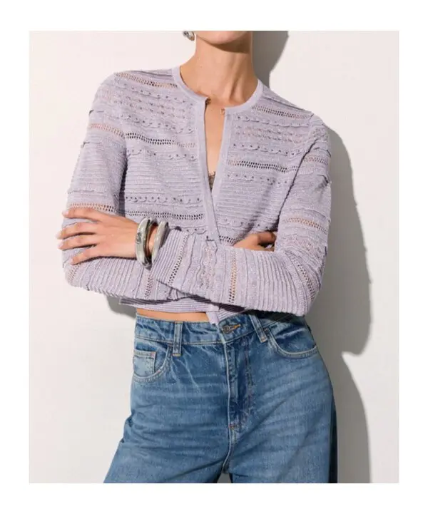 Liu Jo Openwork Knitted Cardigan With Lurex Accents