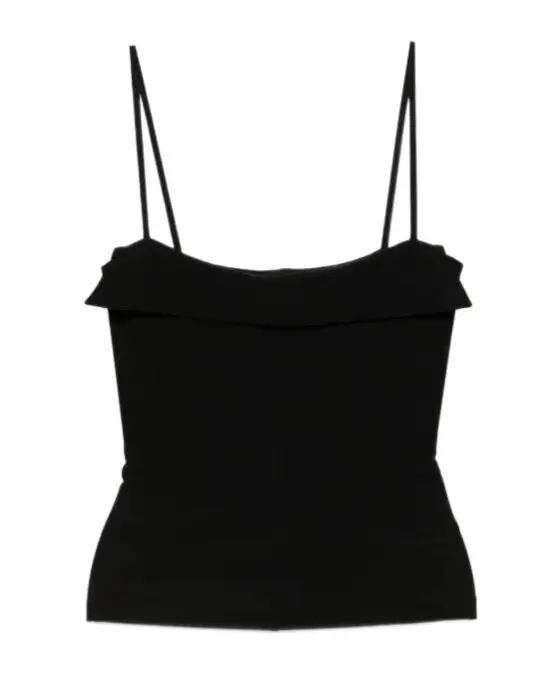 Nanushka Marinle" Square Neck Spaghetti Strap Top - Black