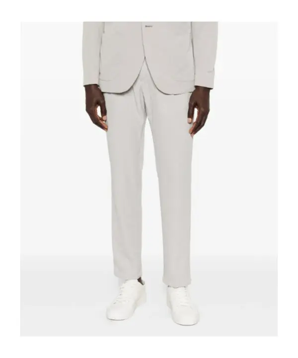 Herno Pleated Pinstriped Straight Leg Trousers - Grey