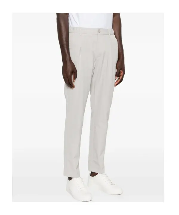 Herno Pleated Pinstriped Straight Leg Trousers - Grey