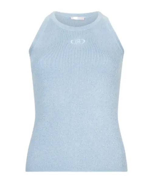 Liu Jo Logo Embroidered Ribbed Knit Top