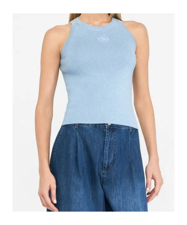 Liu Jo Logo Embroidered Ribbed Knit Top
