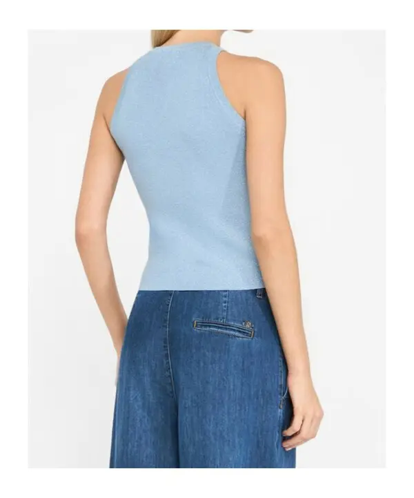Liu Jo Logo Embroidered Ribbed Knit Top
