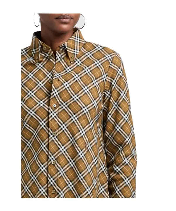 Burberry Printed Long-sleeve Shirt With Embroidered Logo