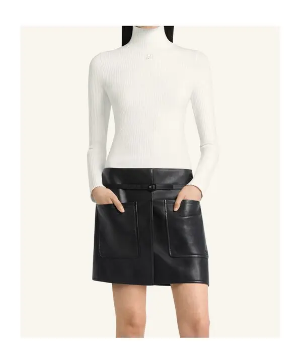 COURREGES Courrèges Ribbed V-line Turtleneck Sweater With Embroidered Logo