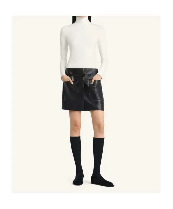 COURREGES Courrèges Ribbed V-line Turtleneck Sweater With Embroidered Logo