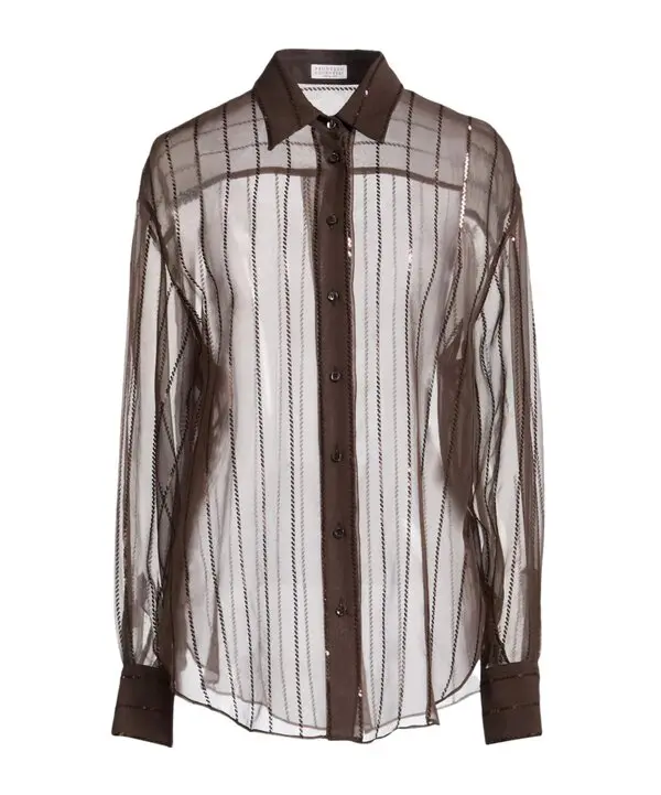 Brunello Cucinelli Long-sleeve Sequined Shirt