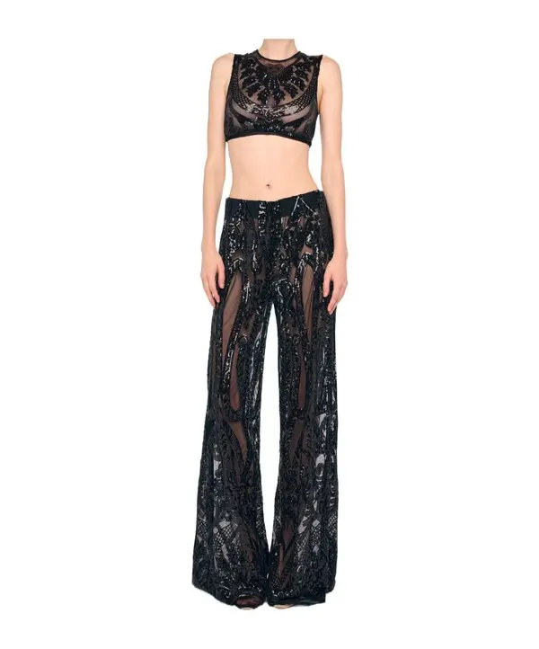 Norma Kamali Embellished Palazzo Pants