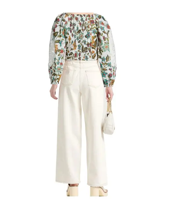 Farm Rio Paisley-print Cropped Top With Lace Trims - White