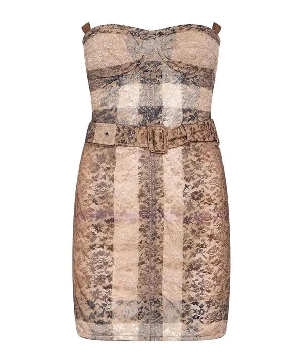 Burberry Lace Strapless Bodycon Dress