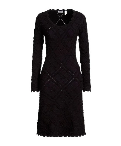 Burberry Long Sleeve Knit Midi Dress - Black