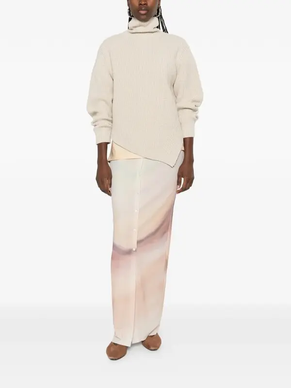 Nanushka Marda Ribbed Knit Turtleneck Sweater - Nude