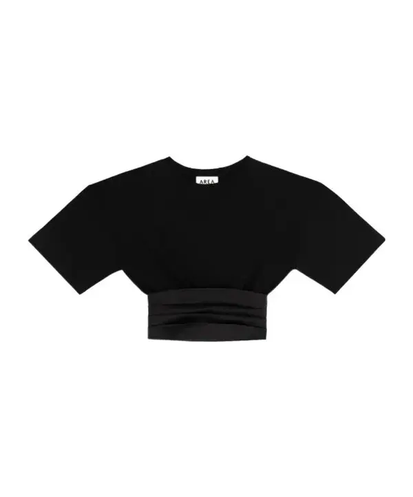 AREA Tuxedo T-shirt With Ruched Front Tie