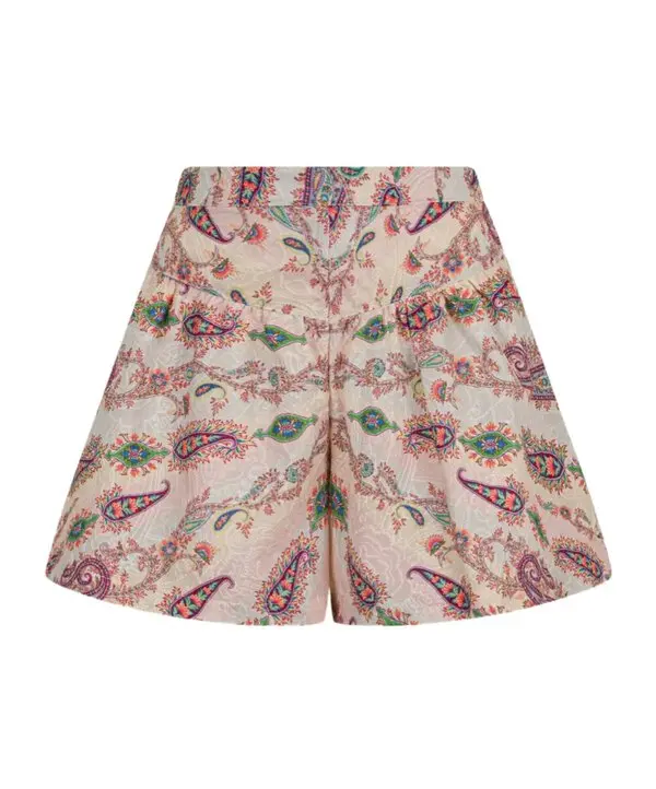 Etro Cotton Poplin Shorts With All-over Paisley Embroidery