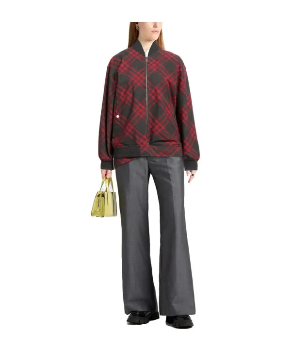 Burberry Two-tone Plaid Zip-up Baseball Jacket